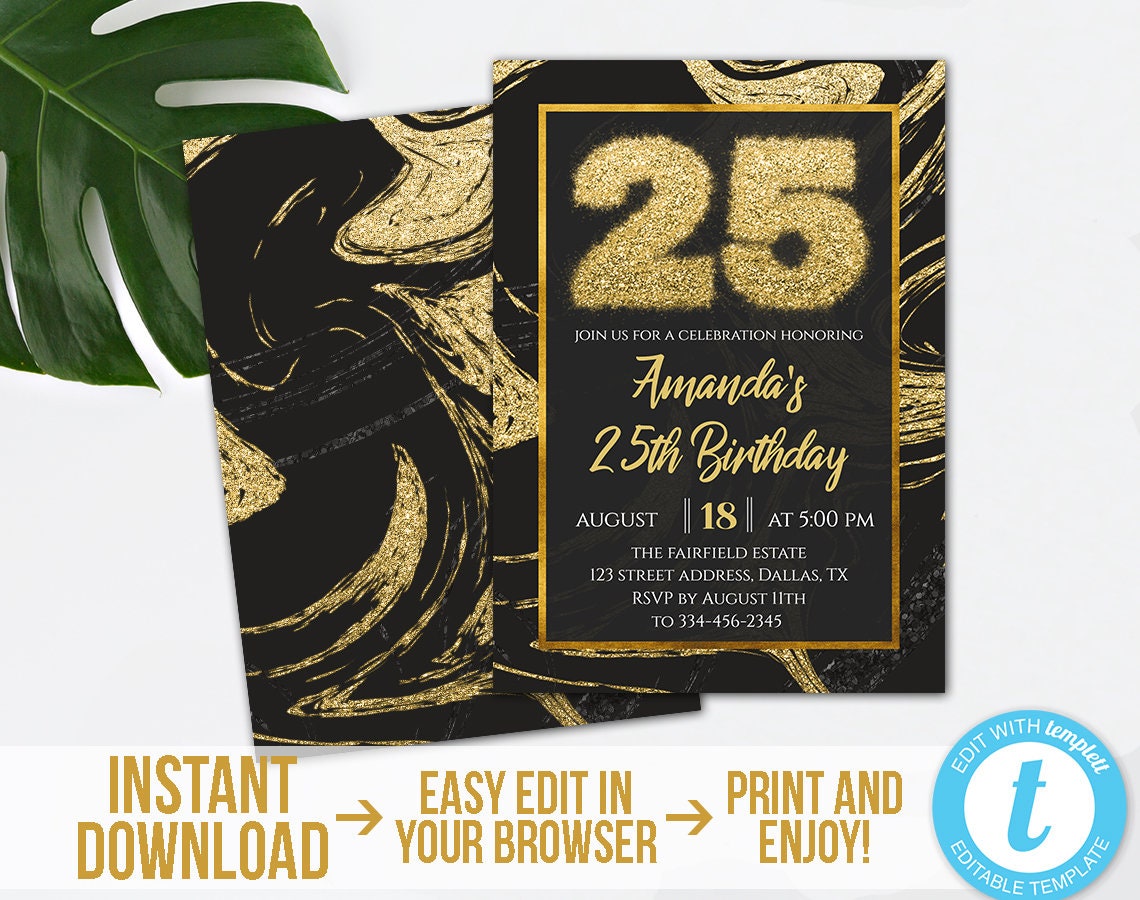 25th Birthday Invitation Editable Mable 25th Birthday | Etsy