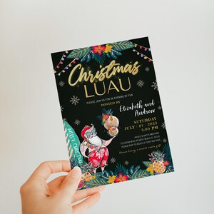 Christmas Luau Invitation Tropical Santa Christmas Party Invitation ...