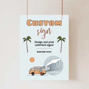 Surf Birthday Custom Sign Printable Surfer Birthday Sign Template ...