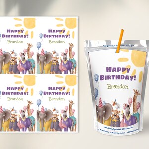Safari Capri Sun Label Download Editable Animals Juice Label Wild One ...