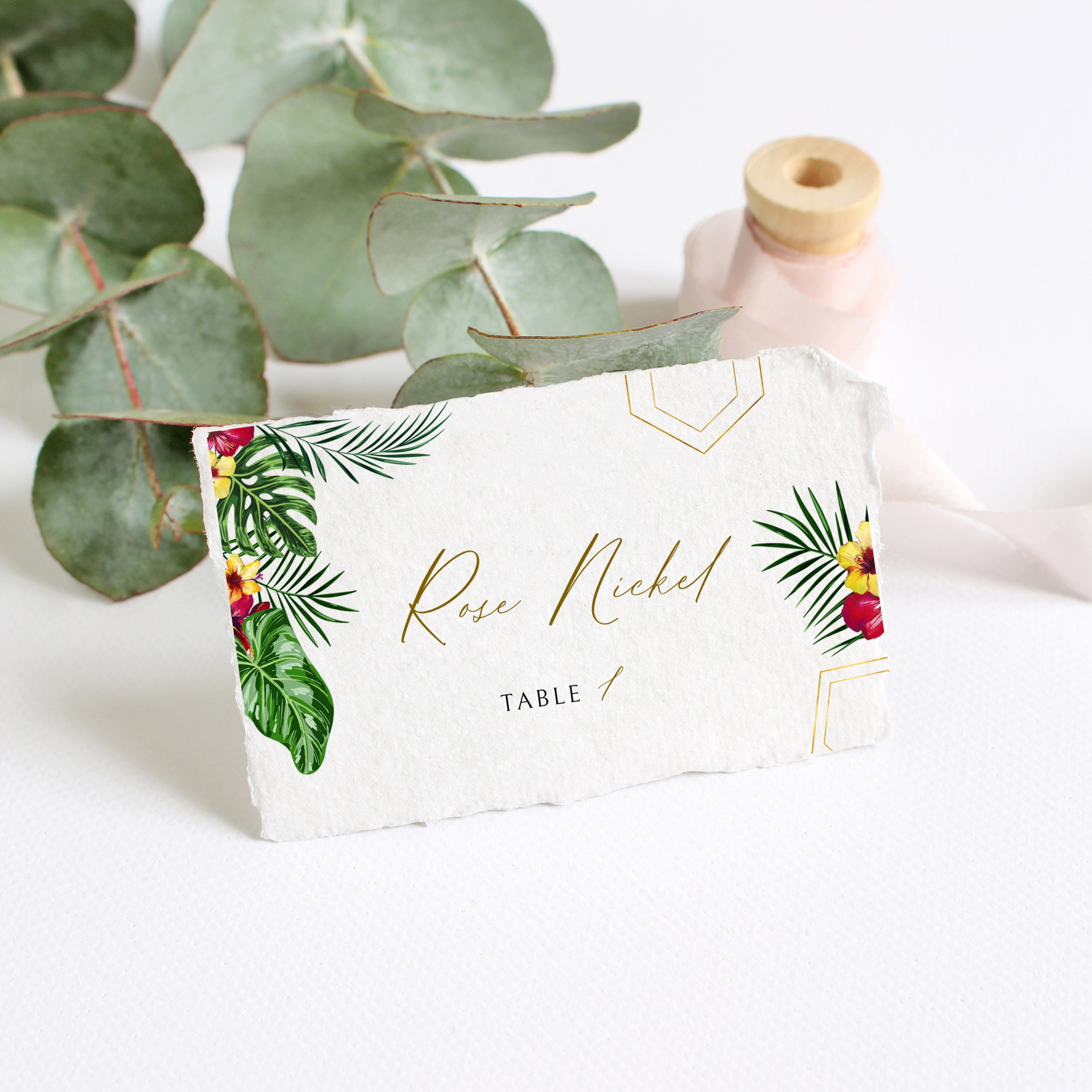 Tropical Place Cards Template Printable Hawaiian Wedding Name | Etsy