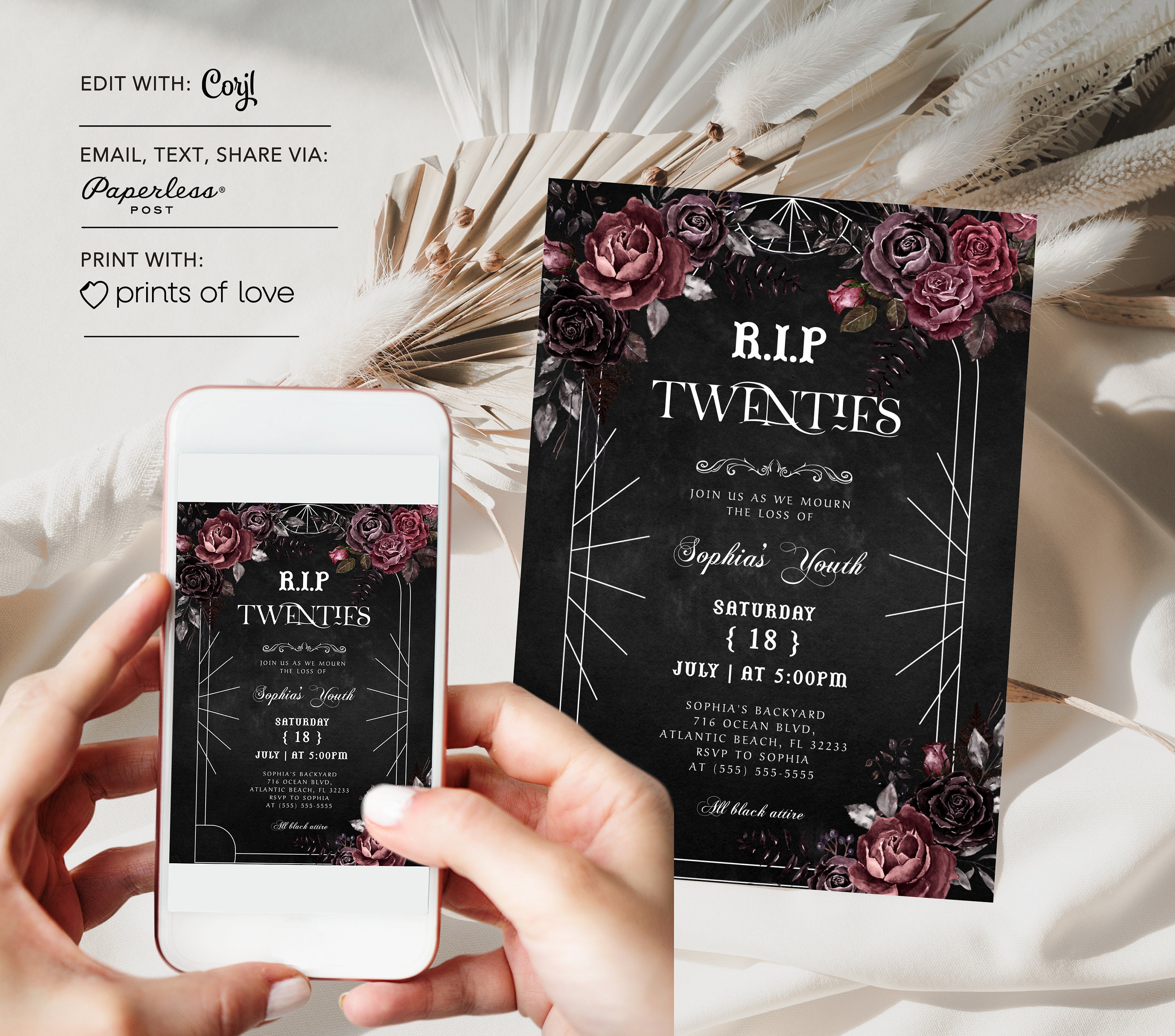 RIP Twenties 30th Birthday Invitation, Floral Death to My Youth Party ...