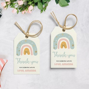 Rainbow Thank You Tag Boho Rainbow Favor Tags Download Editable Boho ...