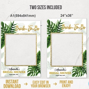 Tropical Bridal Shower Photo Booth Frame Instant Download Editable Luau ...