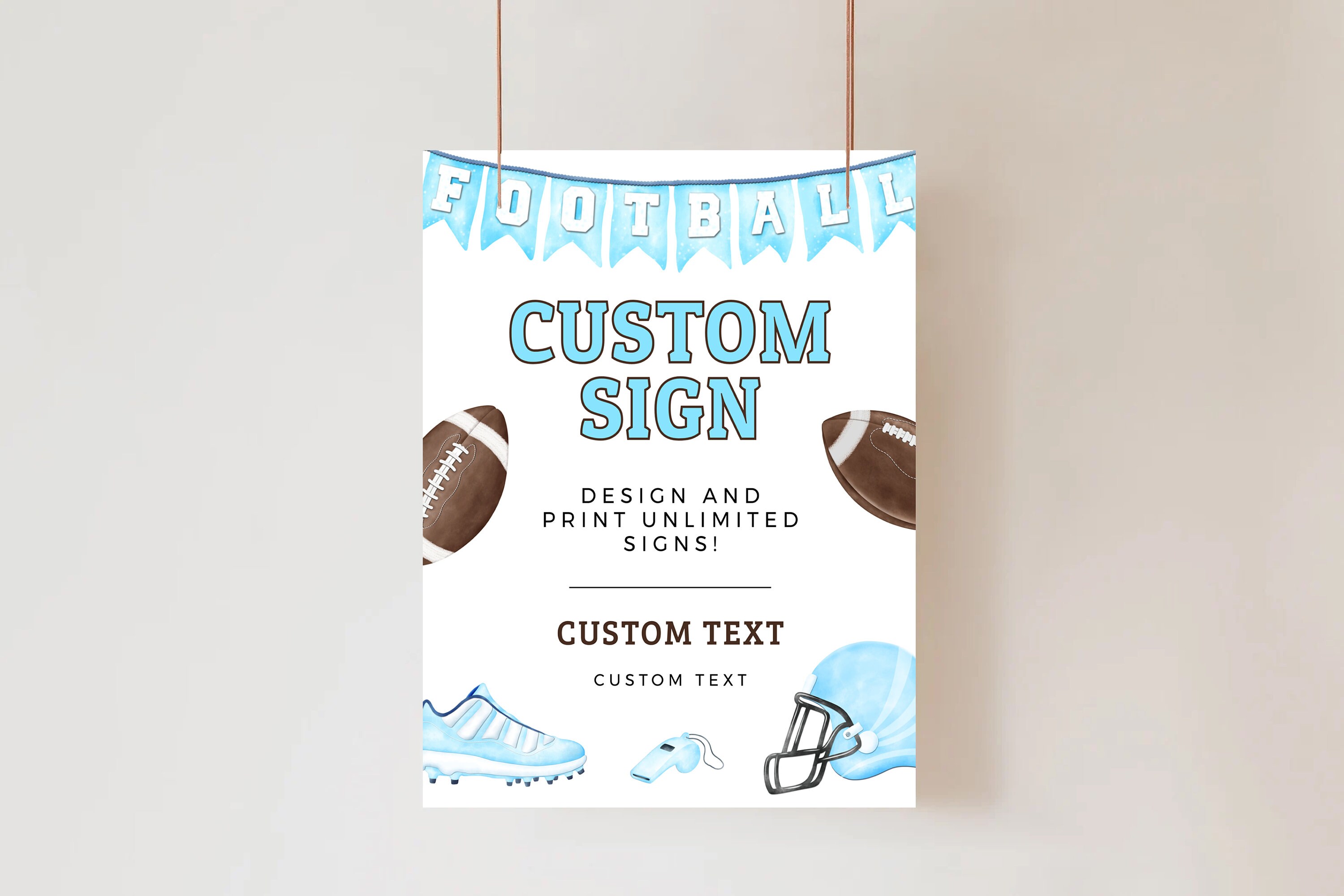 Football Birthday Custom Sign Football Party Custom Sign - Etsy
