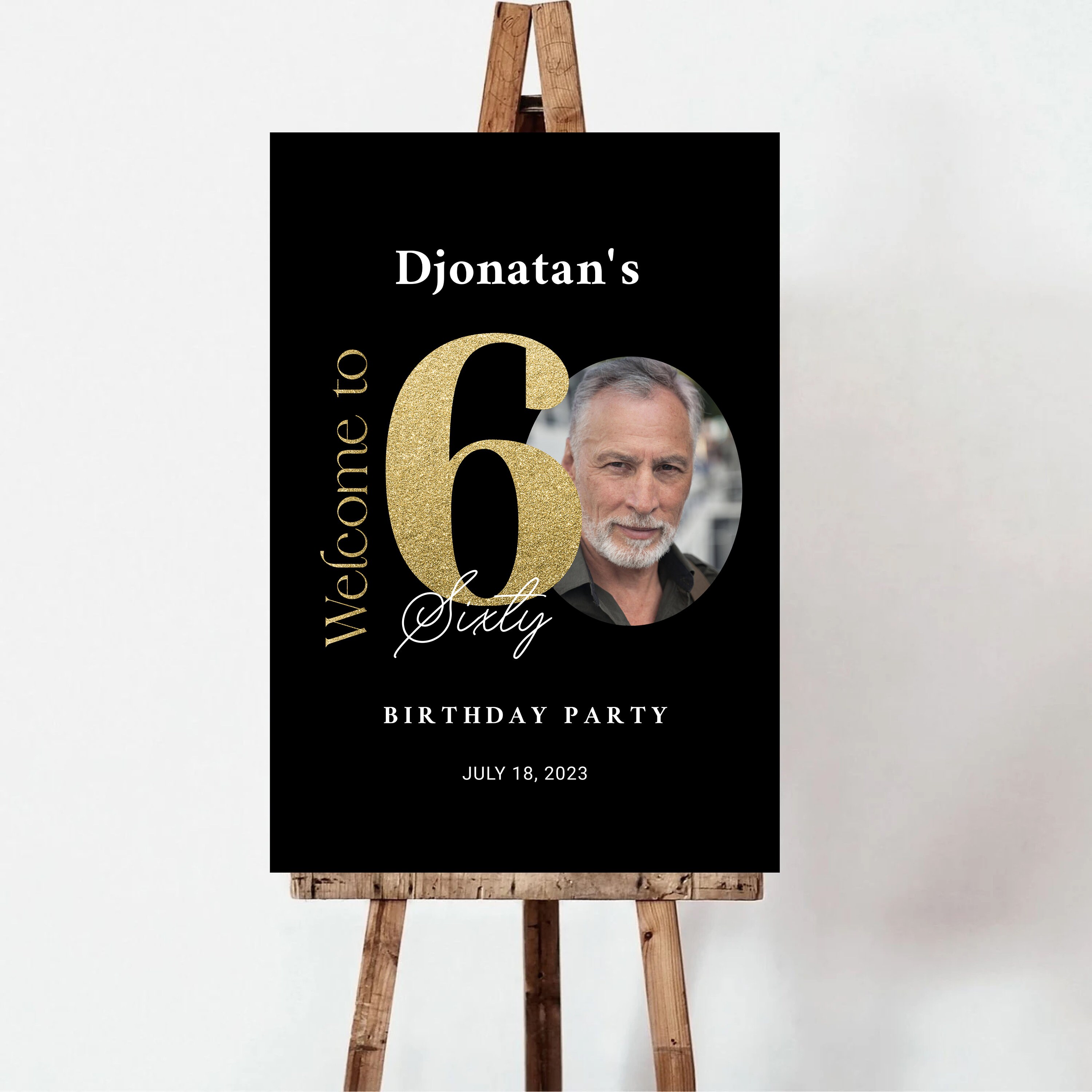60th Birthday Welcome Sign Black Gold Minimalist Elegant - Etsy