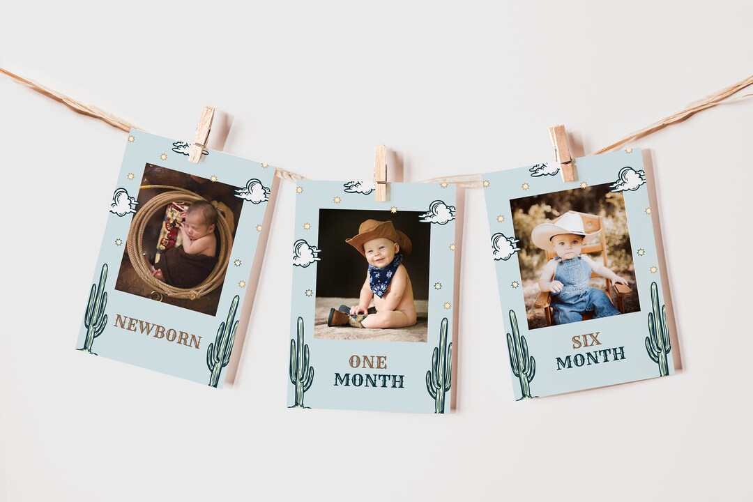 First Rodeo Monthly Photo Banner First Rodeo Banner Editable Cowboy ...