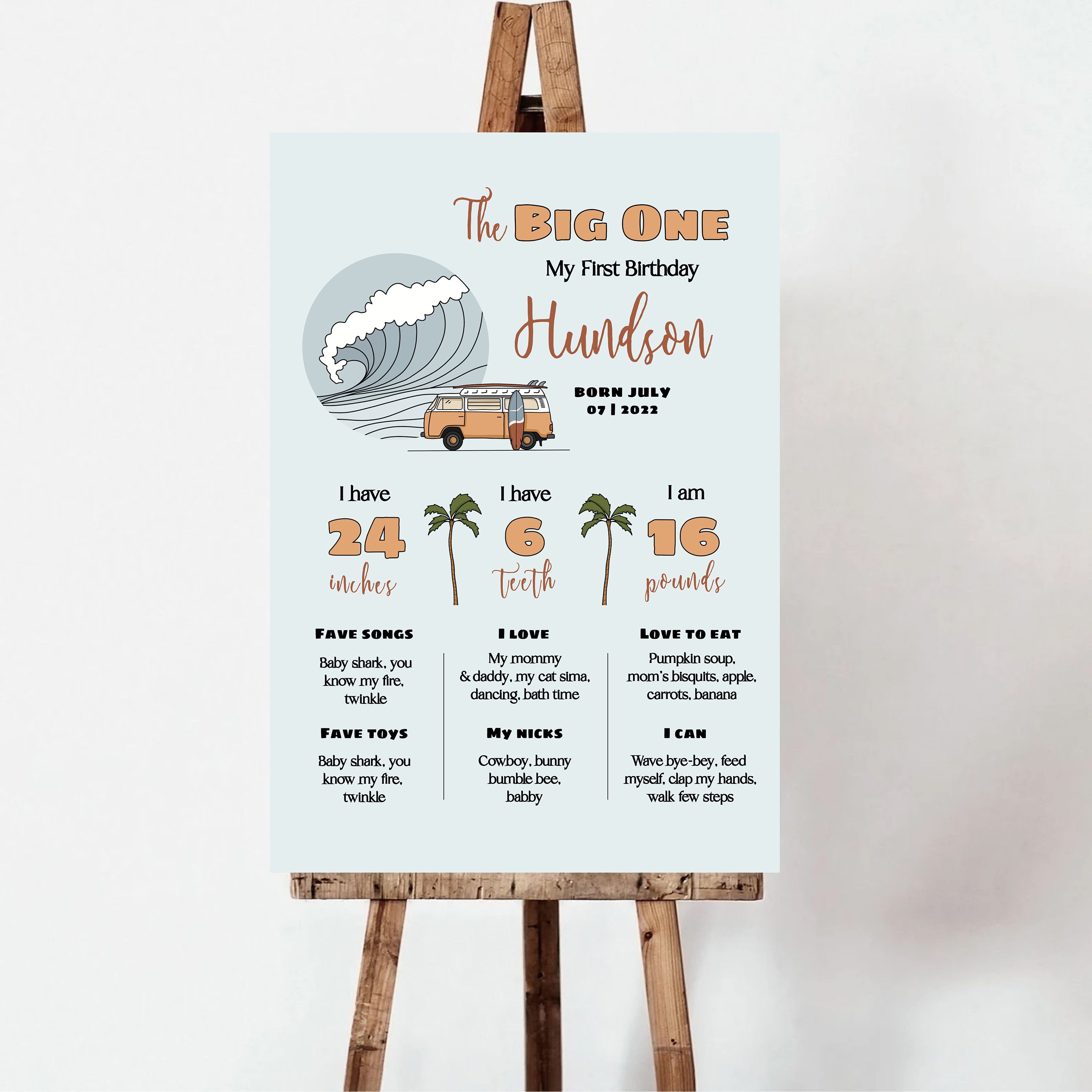 Surf First Birthday Milestones Sign 1st Birthday Beach Party - Etsy