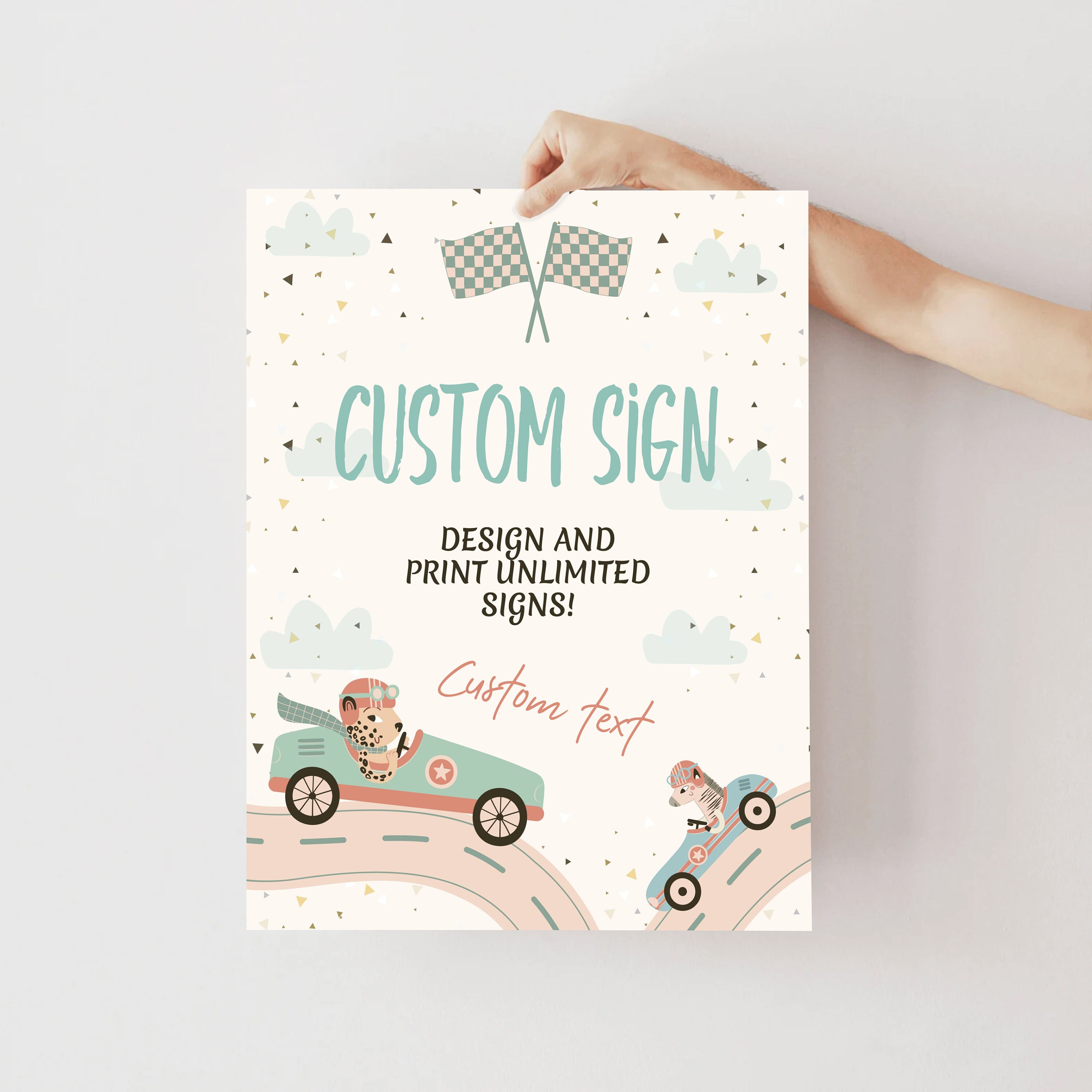 Race Car Baby Shower Custom Sign Racing Shower Custom Text - Etsy