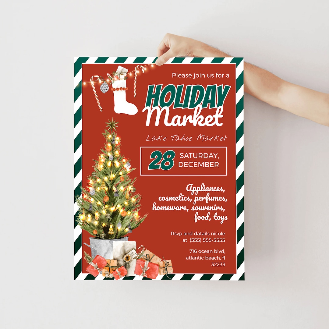 Holiday Market Flyer Editable Christmas Market Flyer Winter Holiday ...