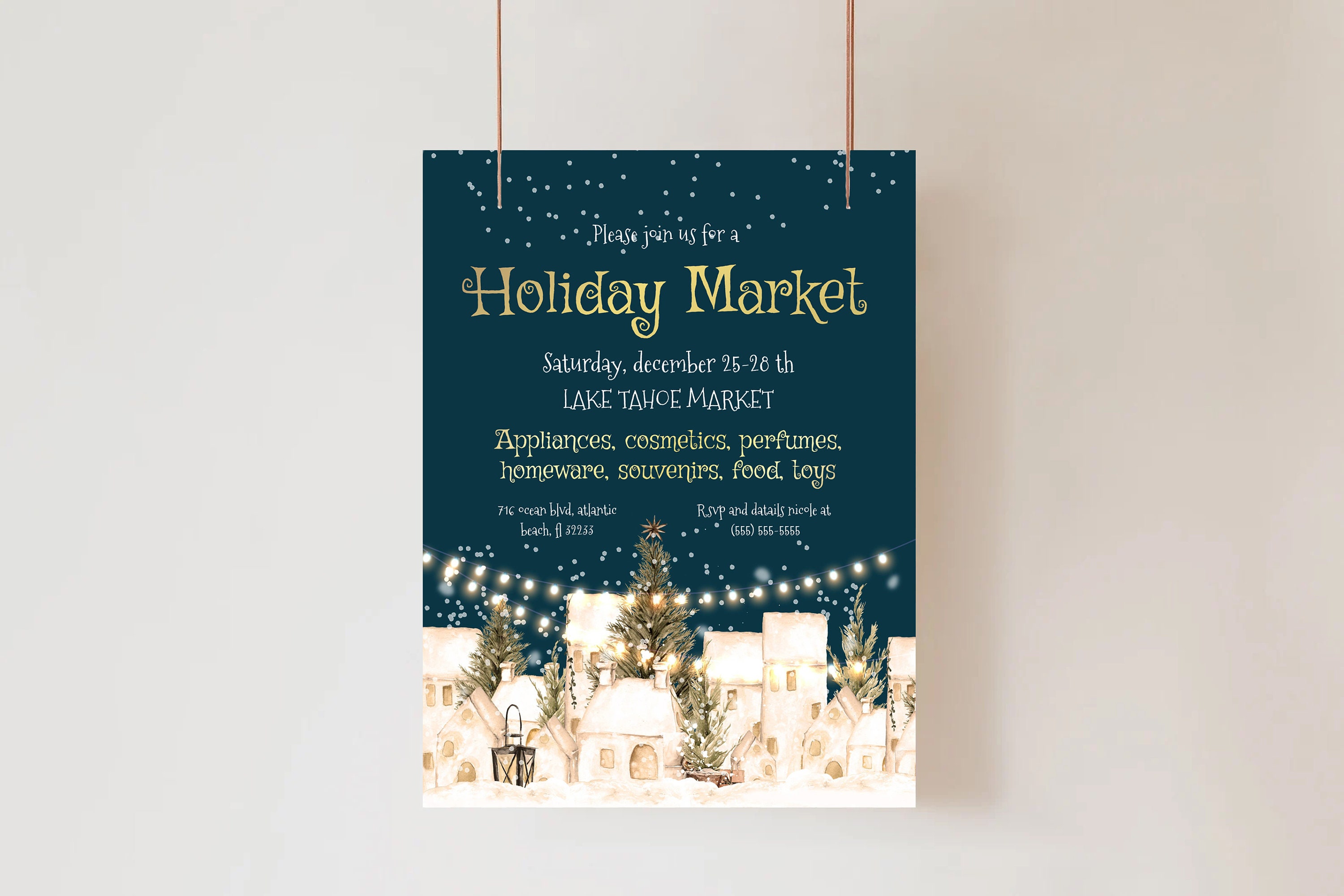 Holiday Market Flyer Editable Christmas Market Flyer Winter - Etsy