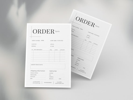 Modern Order Form Template Printable Order Form Minimalist | Etsy
