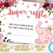 Elephant Diaper Raffle Card Girl Floral Pink Elephant Baby - Etsy
