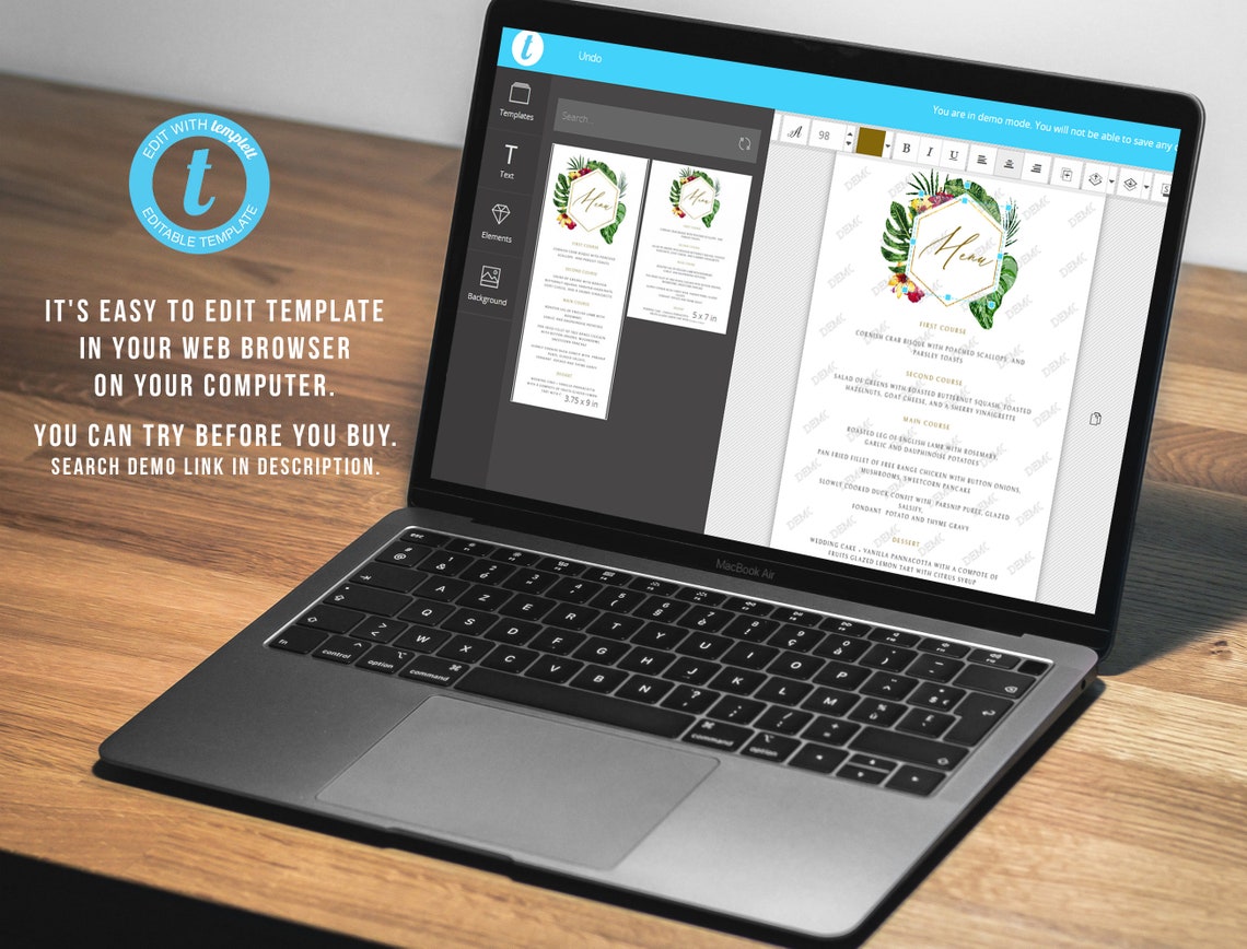 Tropical Menu Template Printable Hawaiian Menu Card | Etsy