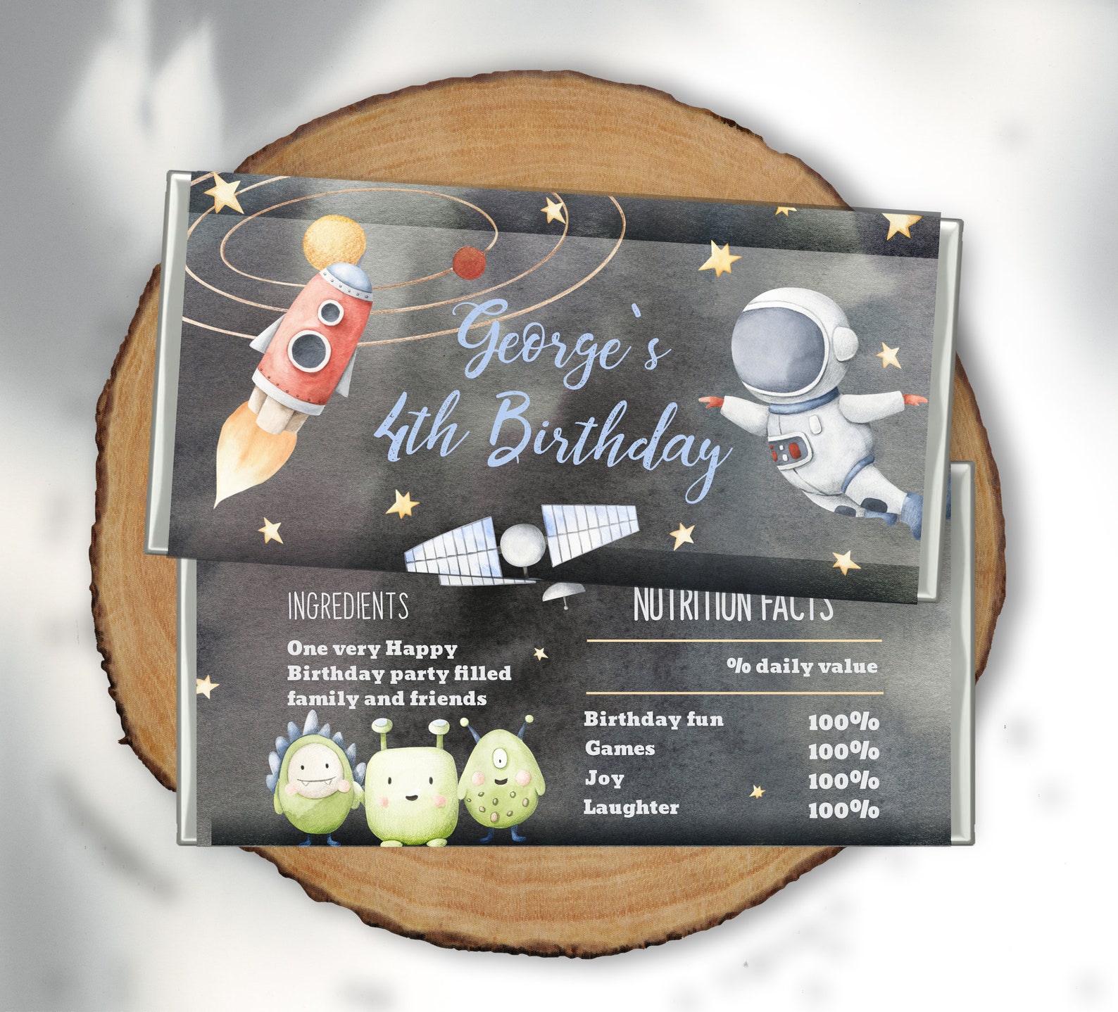 Space Chocolate Bar Wrapper Editable Rocket Ship Candy Bar - Etsy