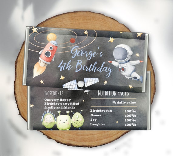 Space Chocolate Bar Wrapper Editable Rocket Ship Candy Bar Wrapper ...