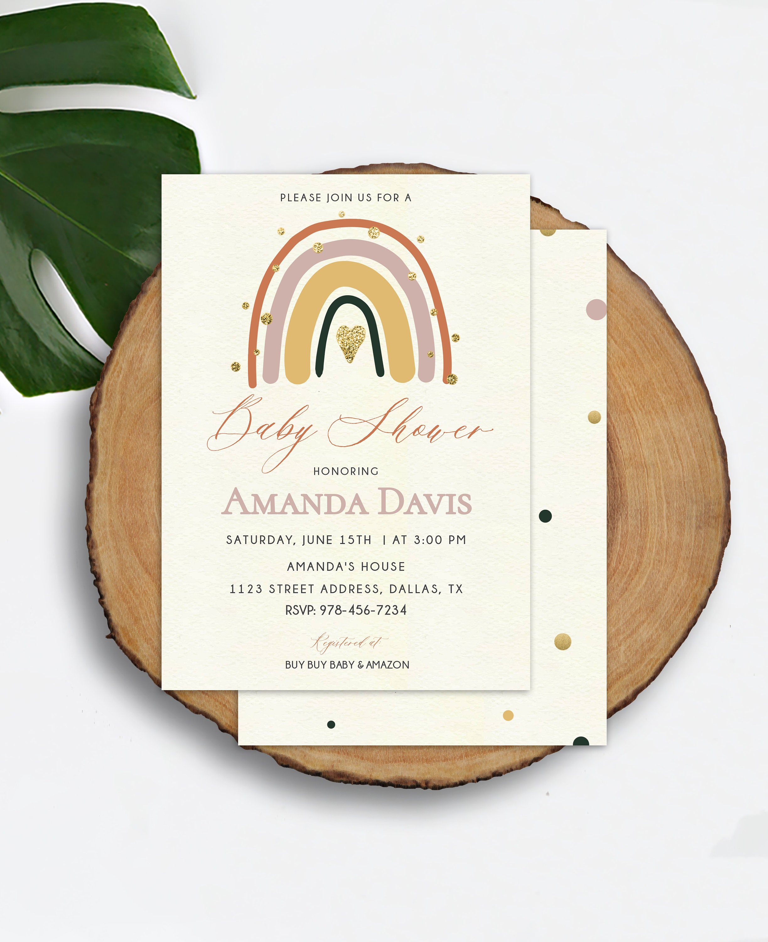 Boho Rainbow Baby Shower Invitation Kit Neutral Baby Shower | Etsy