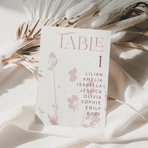 Blush Table Numbers Printable Botanical Bridal Shower Table Number ...