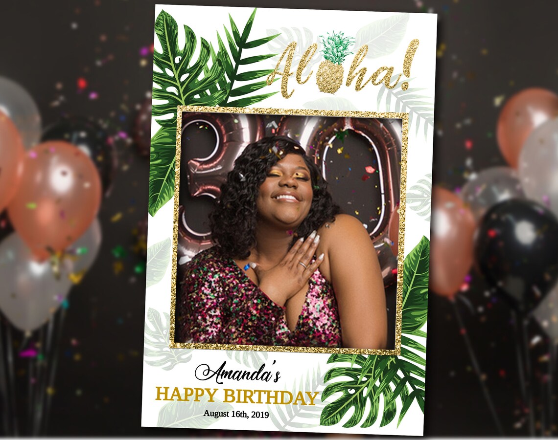 Gold Aloha Photo Props Frame Printable Hawaiian Selfie Frame | Etsy
