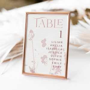 Blush Table Numbers Printable Botanical Bridal Shower Table Number ...