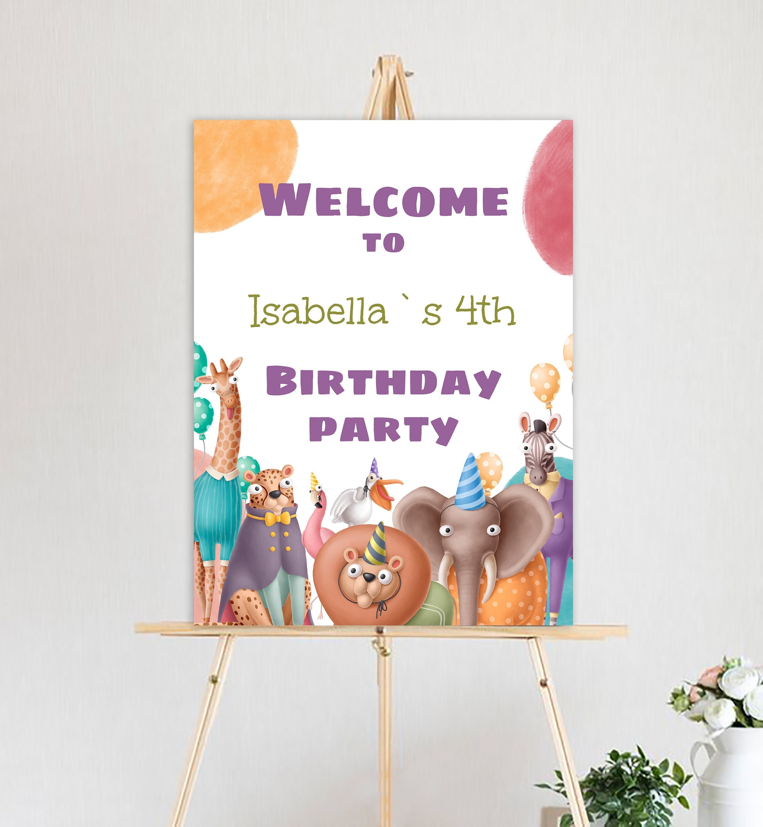 Safari Wild Welcome Sign Template Editable Animal Birthday - Etsy