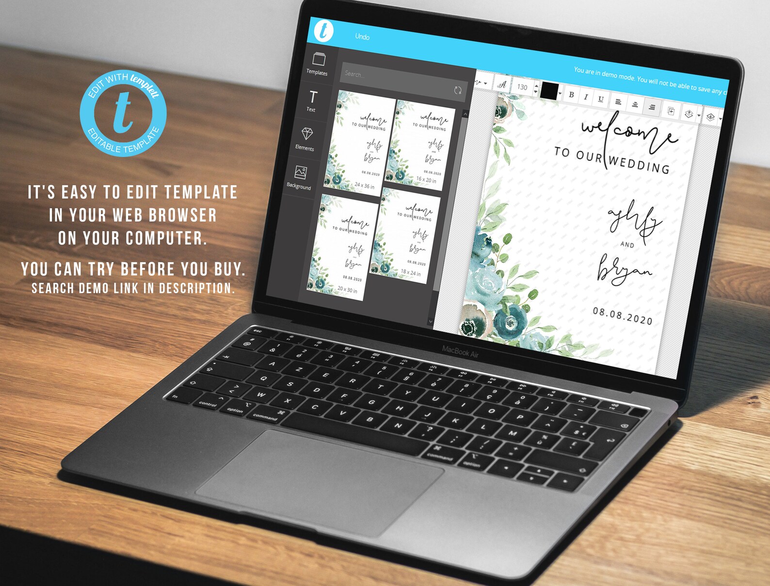 Dusty Blue Welcome Sign Template Floral Wedding Welcome | Etsy