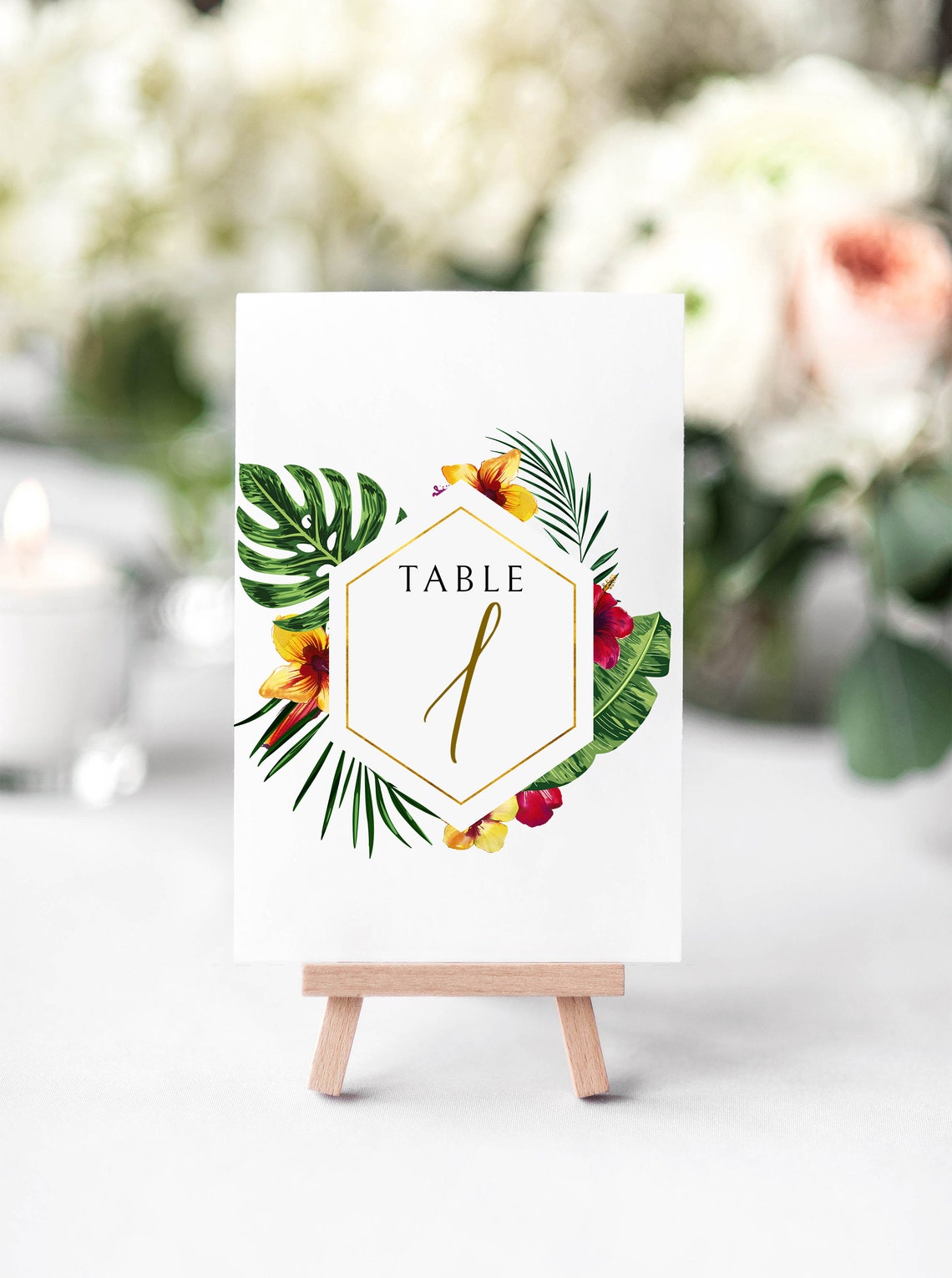 Tropical Table Numbers Template Wedding Table Number Card - Etsy