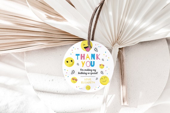 Smiley Face Circle Thank You Tag Smiley Face Birthday Favors Editable ...