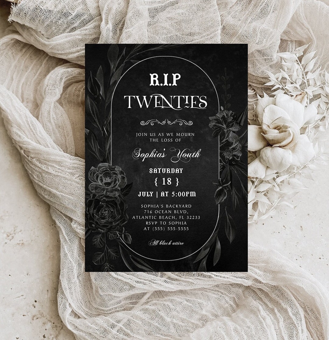 RIP Twenties 30th Birthday Invitation, Death to My Youth Party Editable ...