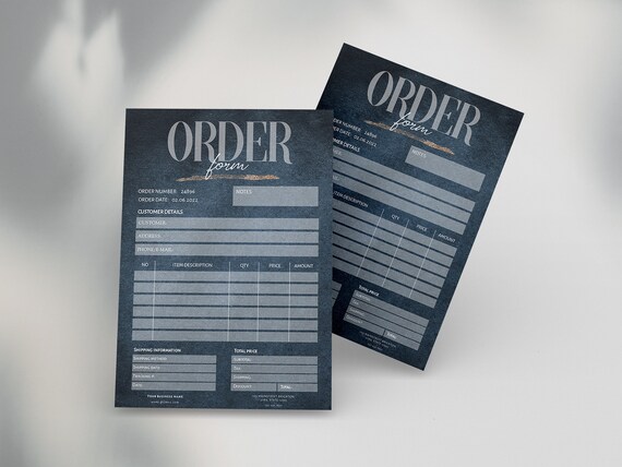 Navy Gold Order Form Template Printable Invoice Template | Etsy