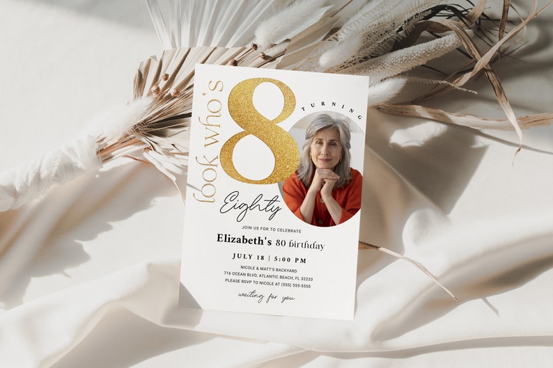 80th Birthday Invitation With Photo Eighty Invite Man Woman - Etsy