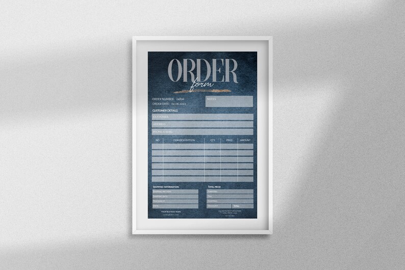 Navy Gold Order Form Template Printable Invoice Template - Etsy