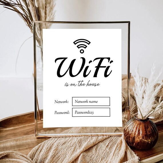 Wifi Password Sign Printable Editable WiFi Sign Template Guest Wi-Fi ...