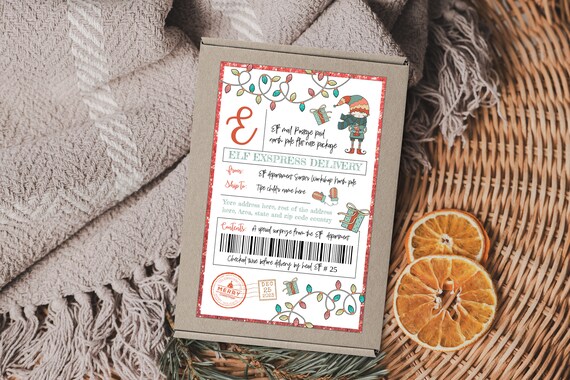 Elf Mail Shipping Labels Santa Editable Shipping Label North Pole ...