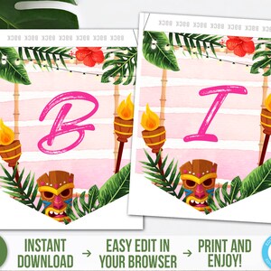 Luau Banner Instant Download Tropical Birthday Banner Hawaiian Banner ...