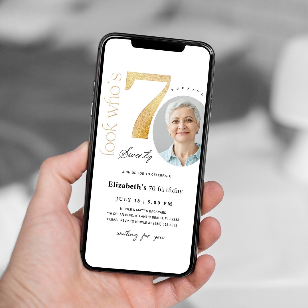 70th Birthday Electronic Invitation With Photo Seventieth Birthday ...