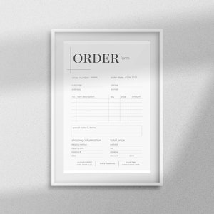 Modern Order Form Template Printable Order Form Minimalist Editable ...