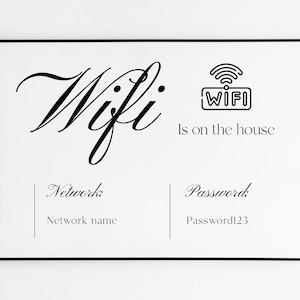 Wifi Password Sign Template Printable Wi-fi Password Guest Room ...