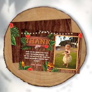 Luau Thank You Card With Photo Hawaiian Thank You Card Printable ...