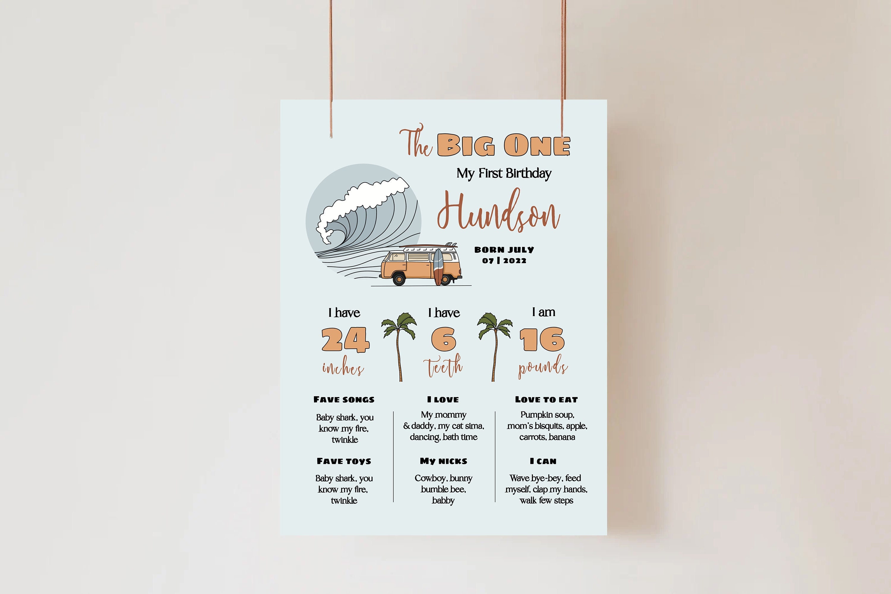 Surf First Birthday Milestones Sign 1st Birthday Beach Party - Etsy