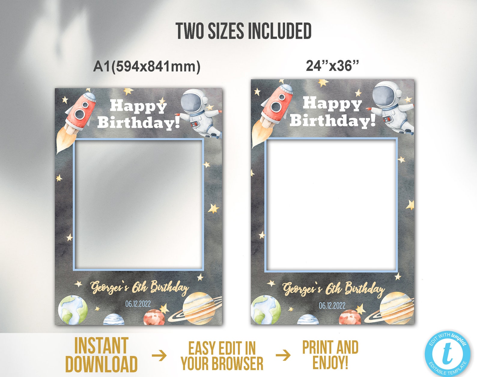 Space Photo Booth Frame Two the Moon Birthday Photo Booth - Etsy