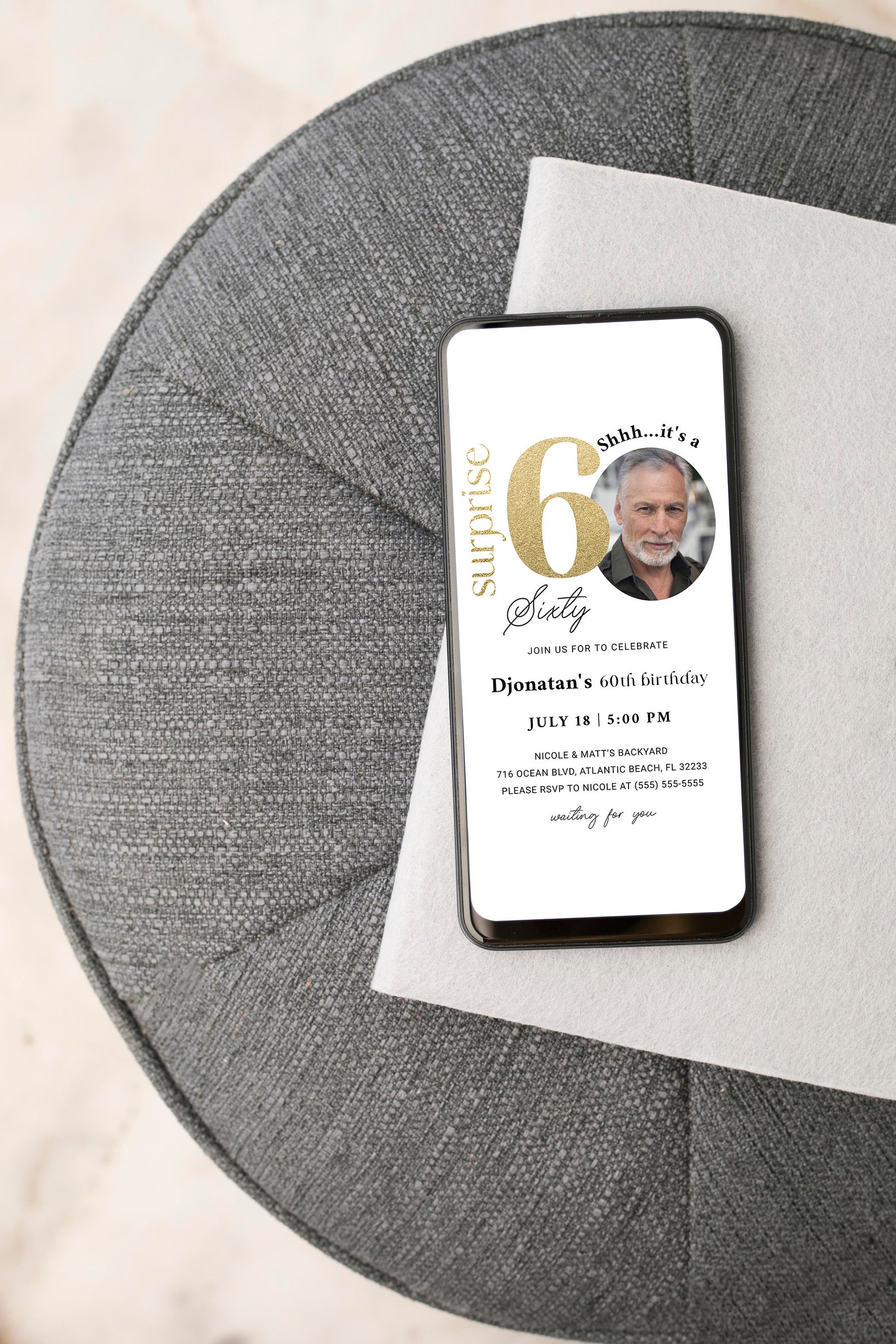 Surprise 60th Birthday Electronic Invitation With Photo 60 Evite ...