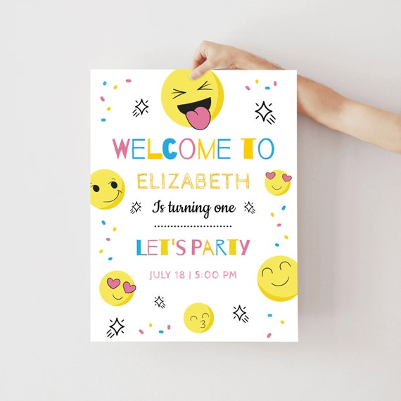 Smiley Face Welcome Sign Smiley Face First Birthday Welcome Poster ...