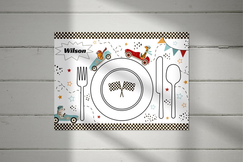Race Car Montessori Placemat Printable Montessori Practical Life Racing ...