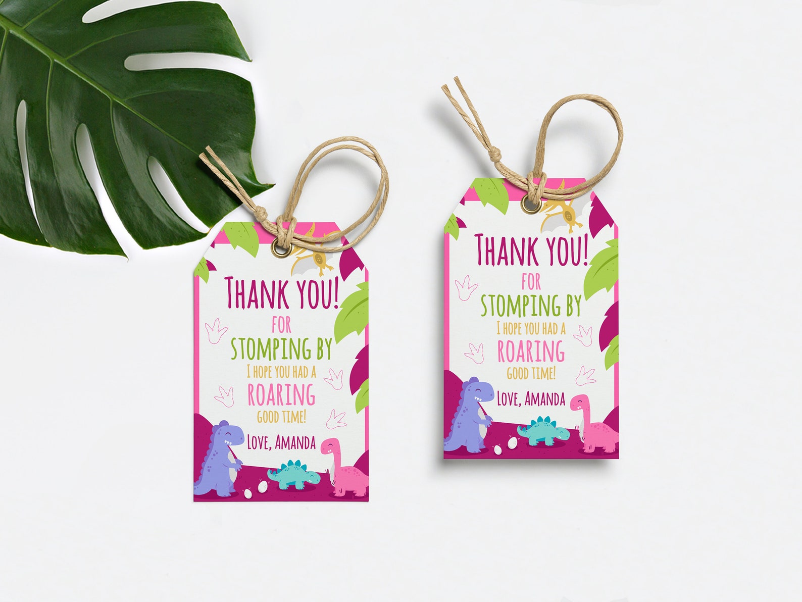Dinosaur Thank You Tag Dinosaur Birthday Favor Tags Instant - Etsy