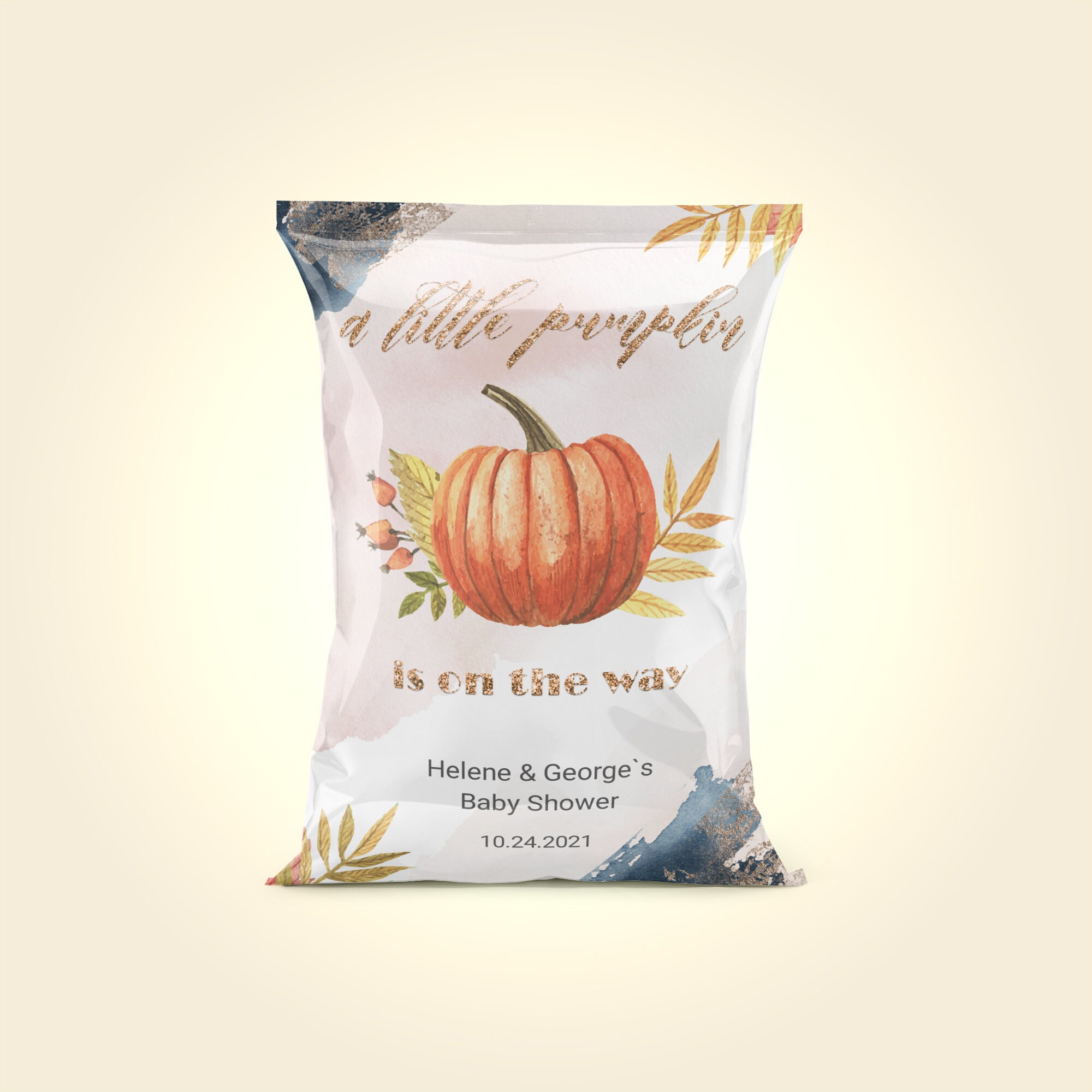 Editable Pumpkin Chip Bag Download Fall Baby Shower Chip Bags Wrapper ...