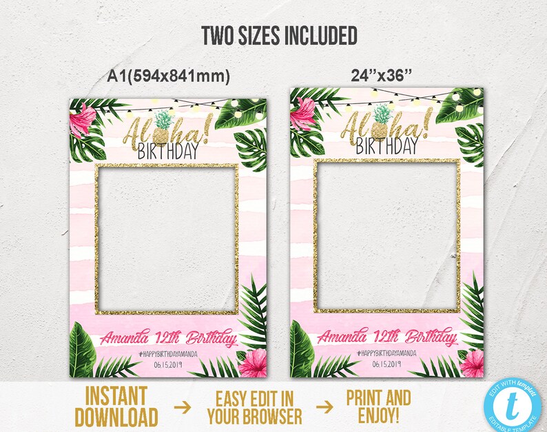 Tropical Luau Photo Booth Frame Aloha Birthday Photo Booth | Etsy