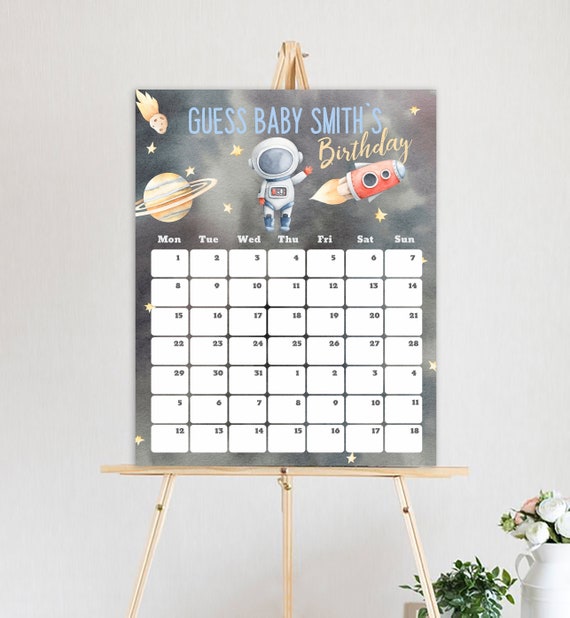 Space Due Date Calendar Download Rocket Ship Guess Due Date Game ...
