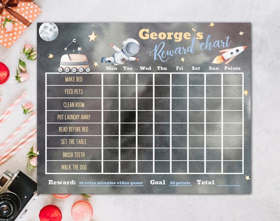 Space Kids Chore Chart Printable Rocket Ship Reward Chart Galaxy ...