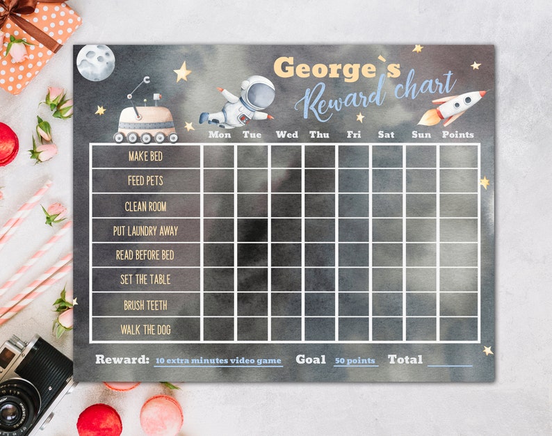Space Kids Chore Chart Printable Rocket Ship Reward Chart - Etsy